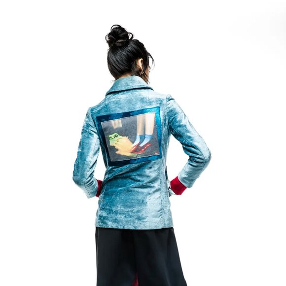 HRTND | Jackets & Coats | Vintage Ice Blue Velvet Jacket With Supreme ...